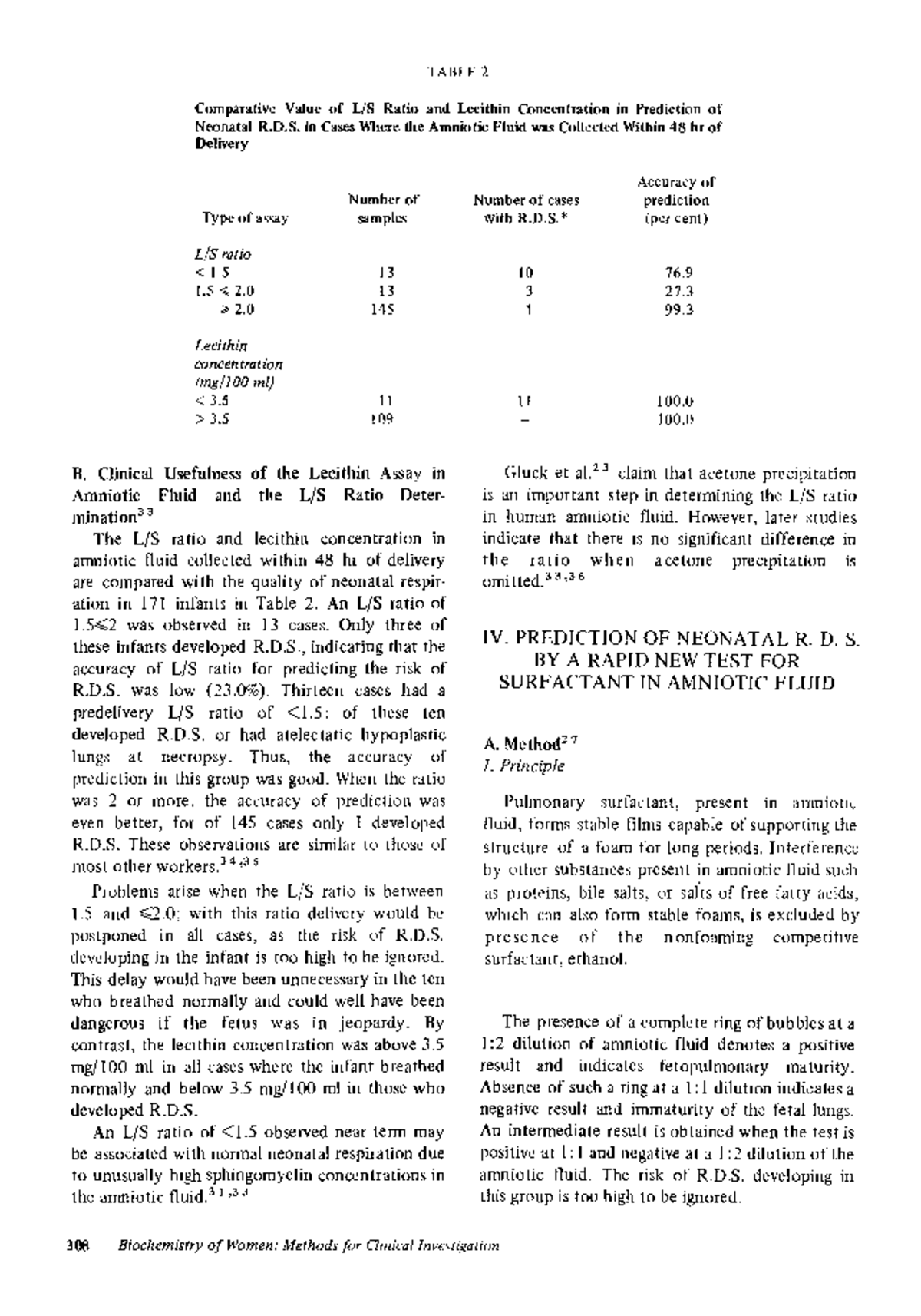 Biochemistry-107 - N/A - TABLE 2 Comparative Value of L/S Ratio and ...