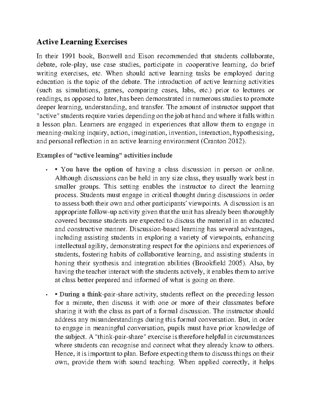 Various Educational Technology Practices [2 Active Learning] part 2 - Active Learning Exercises ...