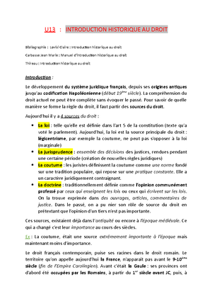 Introduction Historique au droit L1 - Introduction historique au droit Titre 1. Le socle romain ...