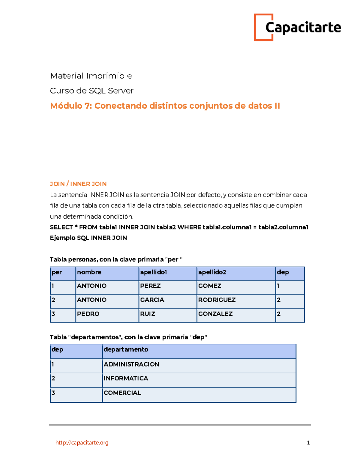 Resumen Módulo 7 SQL - Material Imprimible Curso de SQL Server Módulo 7 ...