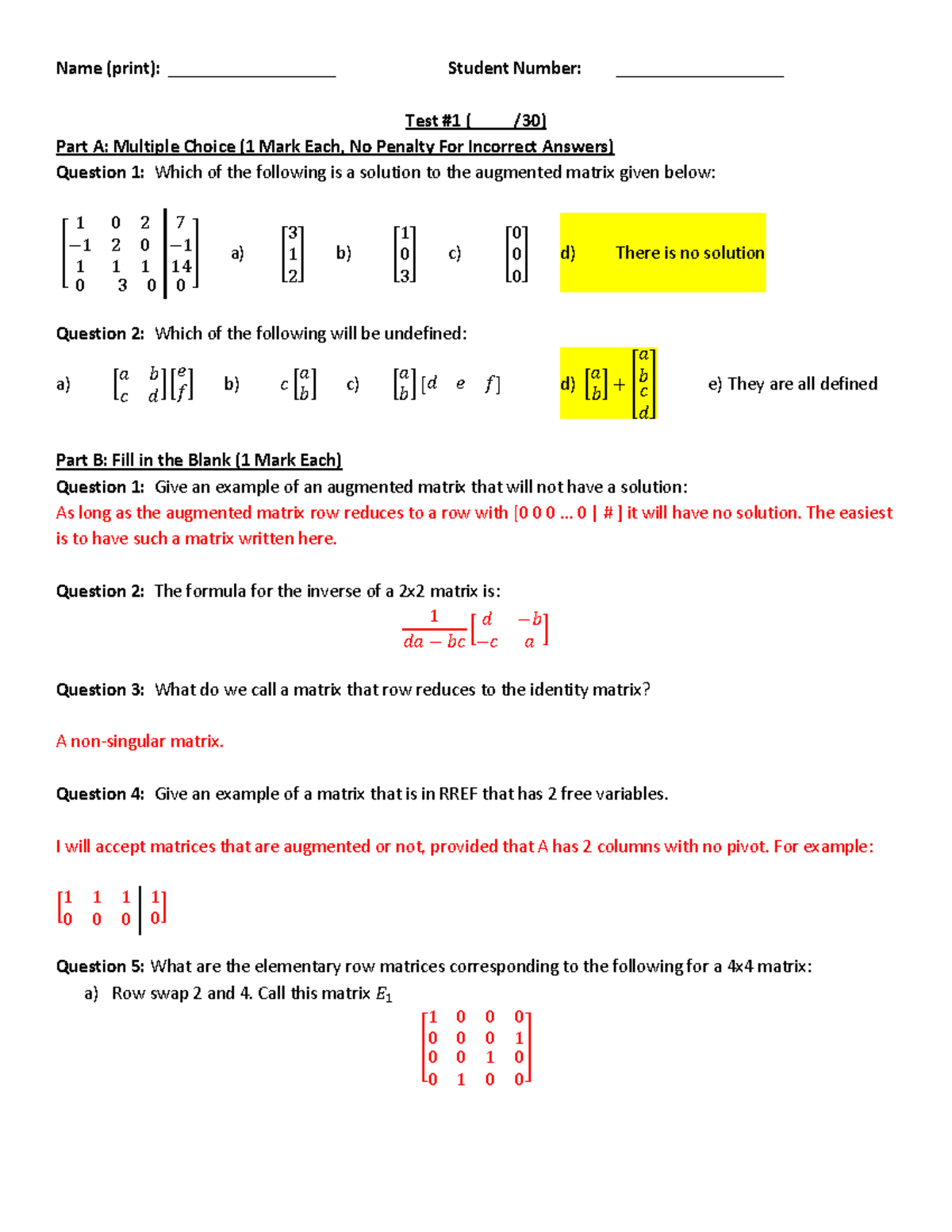 Exam 2014 Questions and Answers - Name (print): __________________ Student Number: - Studocu
