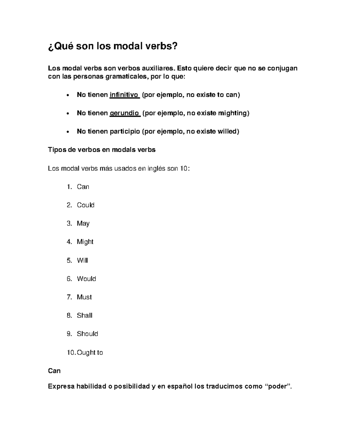 Qué son los modal verbs - ¿Qué son los modal verbs? Los modal verbs son ...