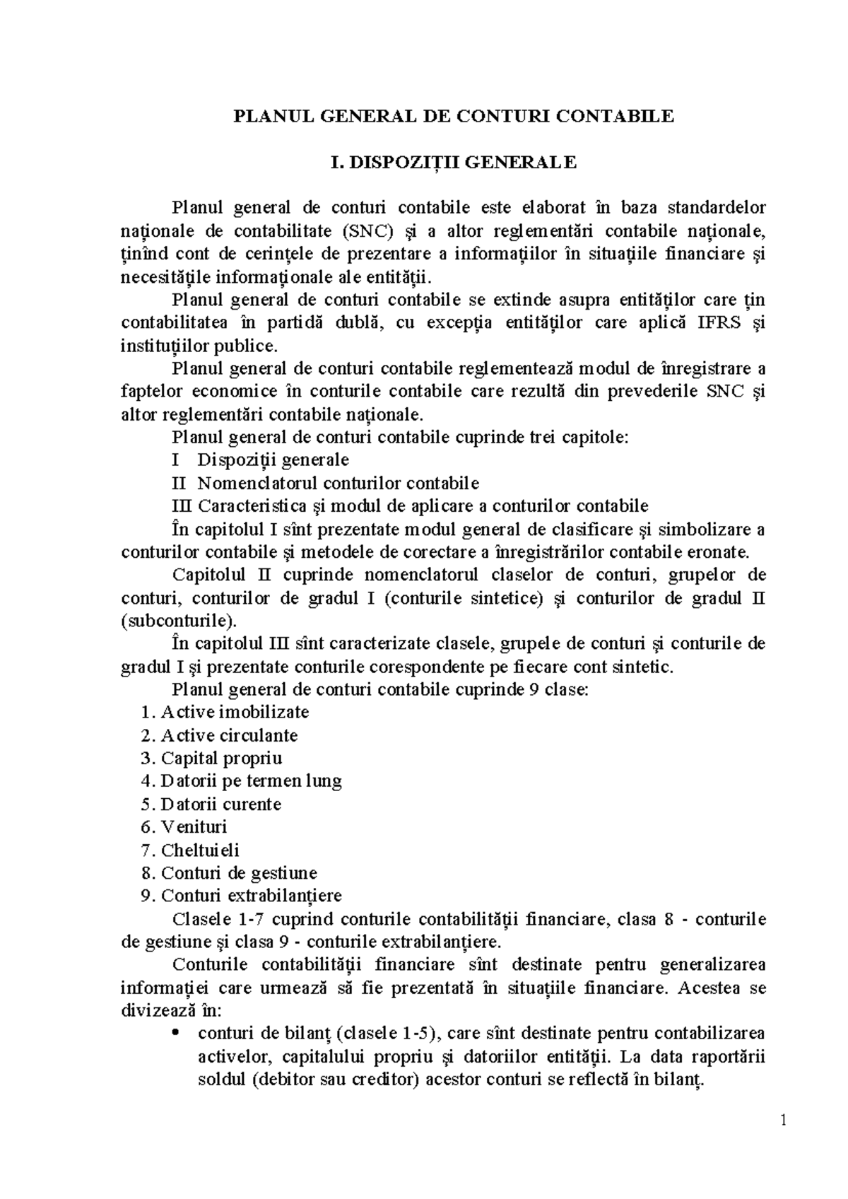 Planul General DE Conturi Contabile I DI - PLANUL GENERAL DE CONTURI ...
