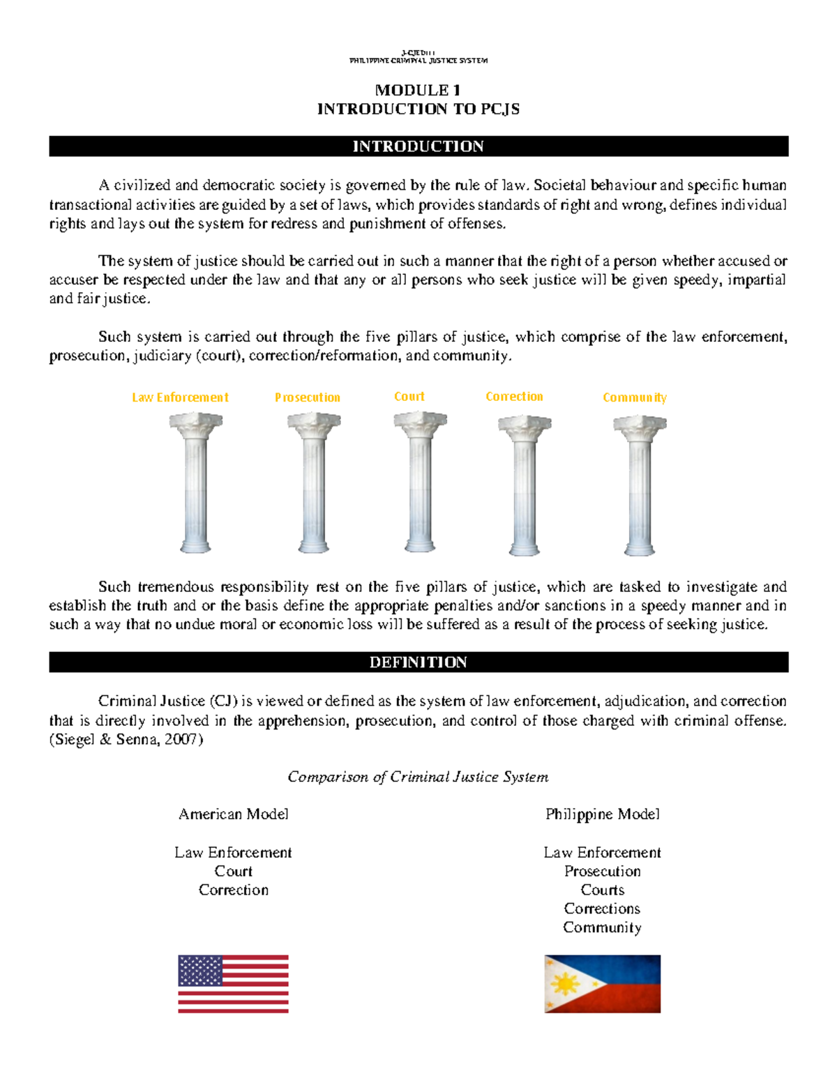 Module 1 - INTRODUCTION TO PCJS - MODULE 1 INTRODUCTION TO PCJS INTRODUCTION A civilized and ...