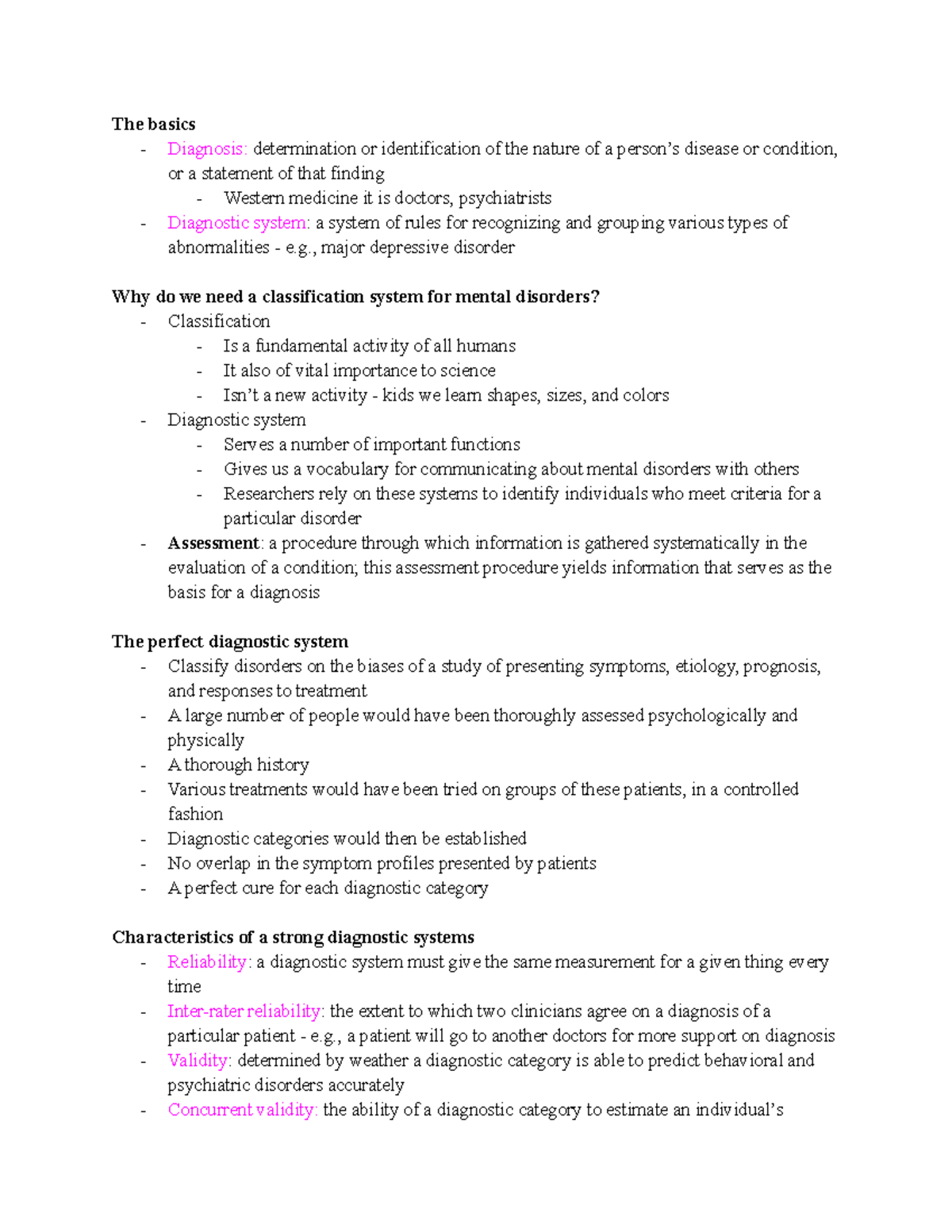 Week 3 - notes - The basics - Diagnosis: determination or ...