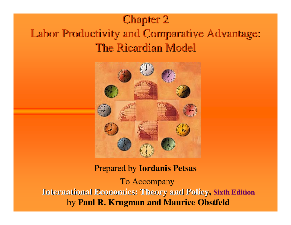 Ricardian model - Lecture notes 2 - Chapter 2Chapter 2 Labor ...