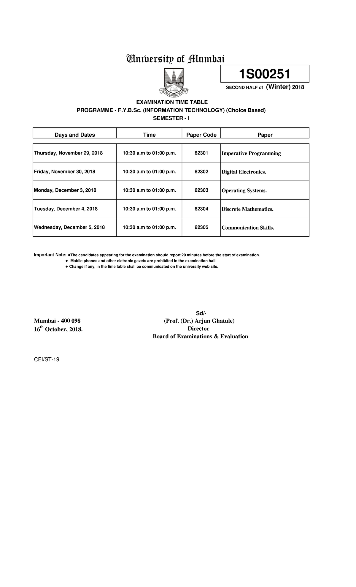 Timetable - The above document contains the time table of the Mumbai ...