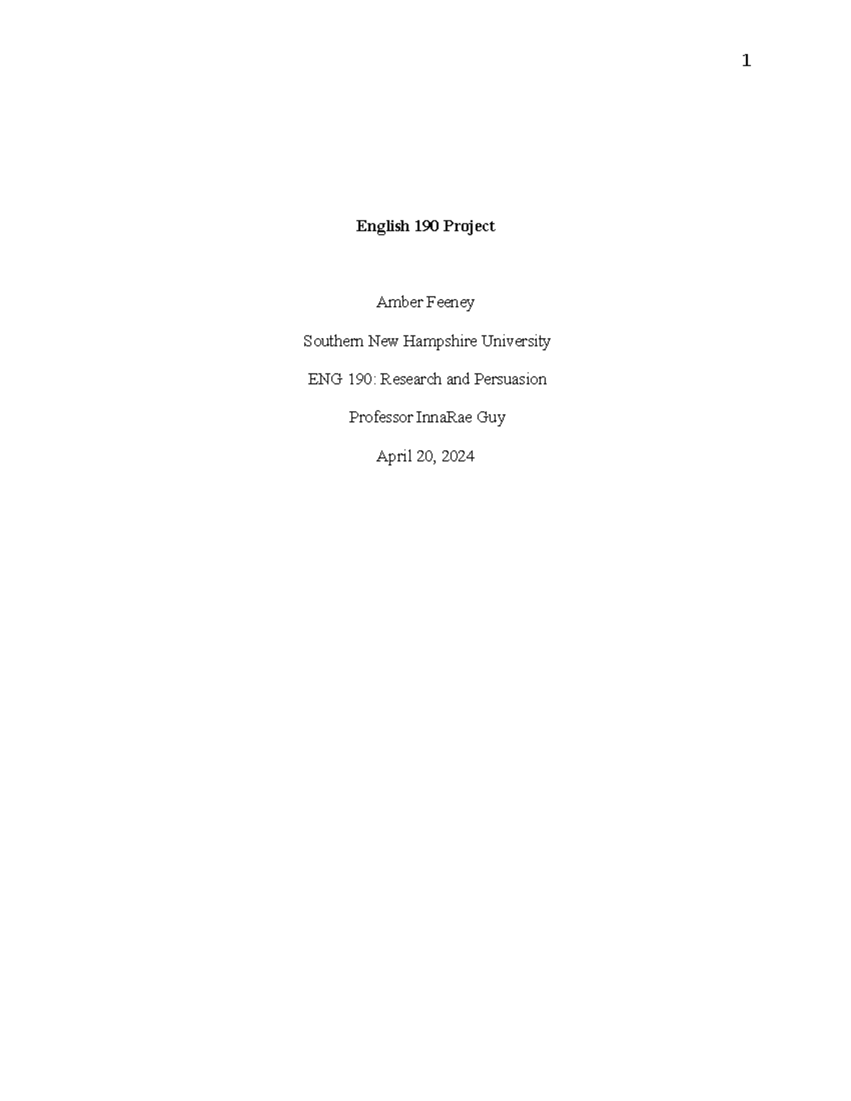 English 190 Project for Research and Persuasion - English 190 Project ...