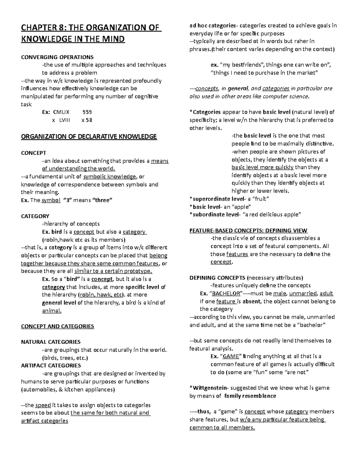 Chapter 8 REV - COGNITIVE PSYCHOLOGY REV - CHAPTER 8: THE ORGANIZATION ...