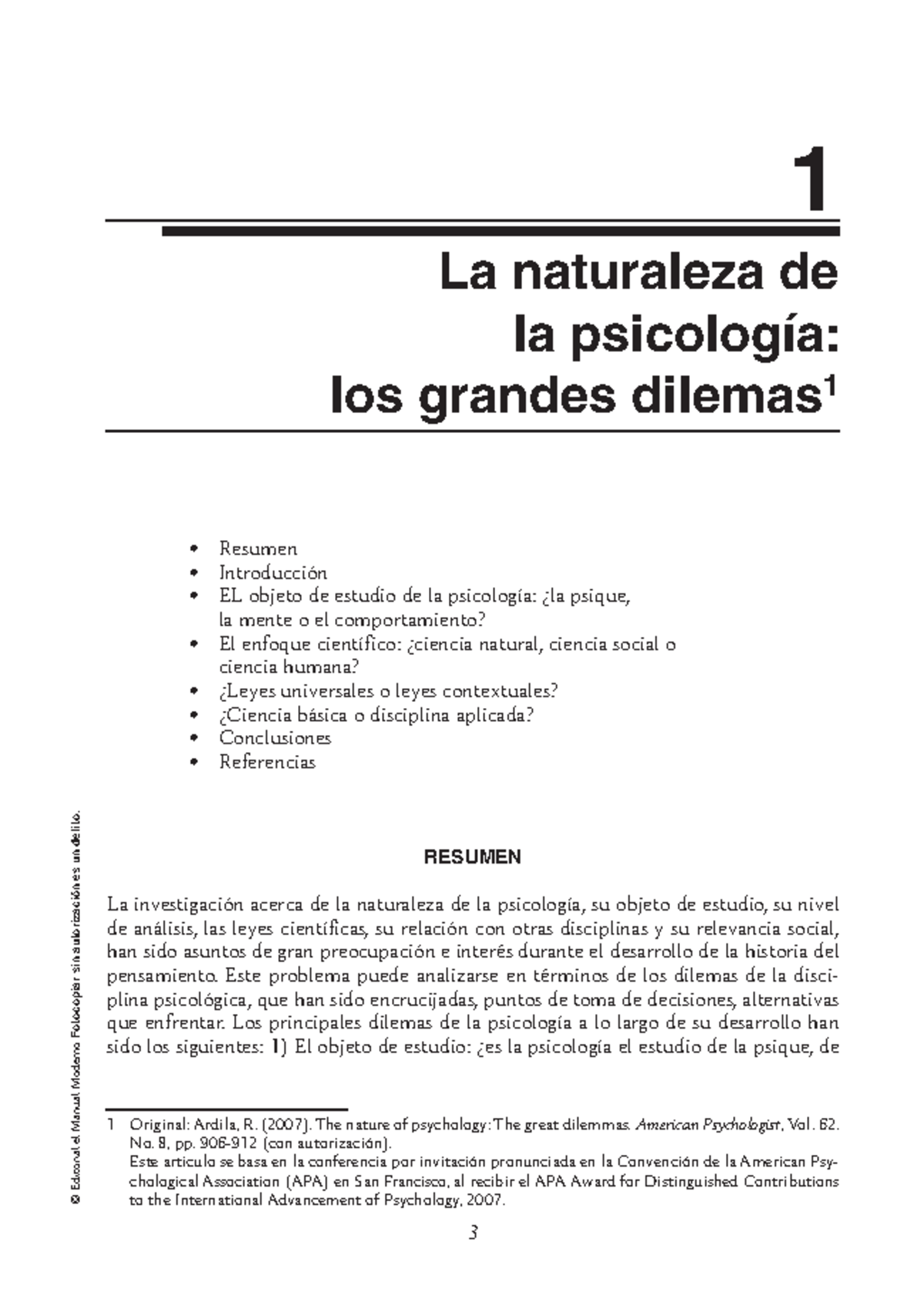 Ardila 2011 El Mundo De La Psicología 22 33 C1 Naturaleza De La Ps