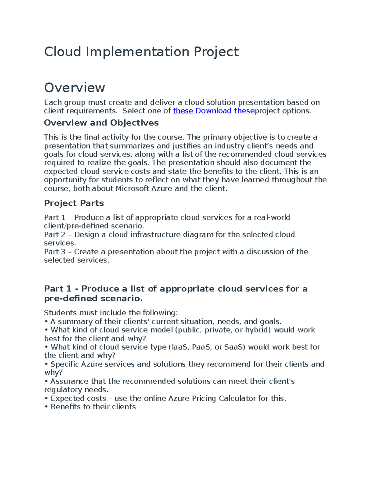 Cloud Implmentation Project - Cloud Implementation Project Overview ...