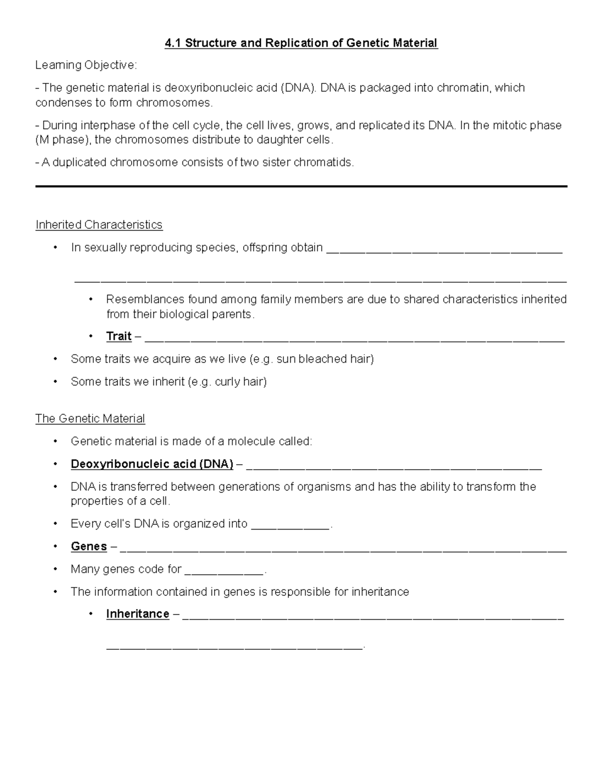 4.1 Structure and Replication of DNA Study Notes - 4 Structure and ...