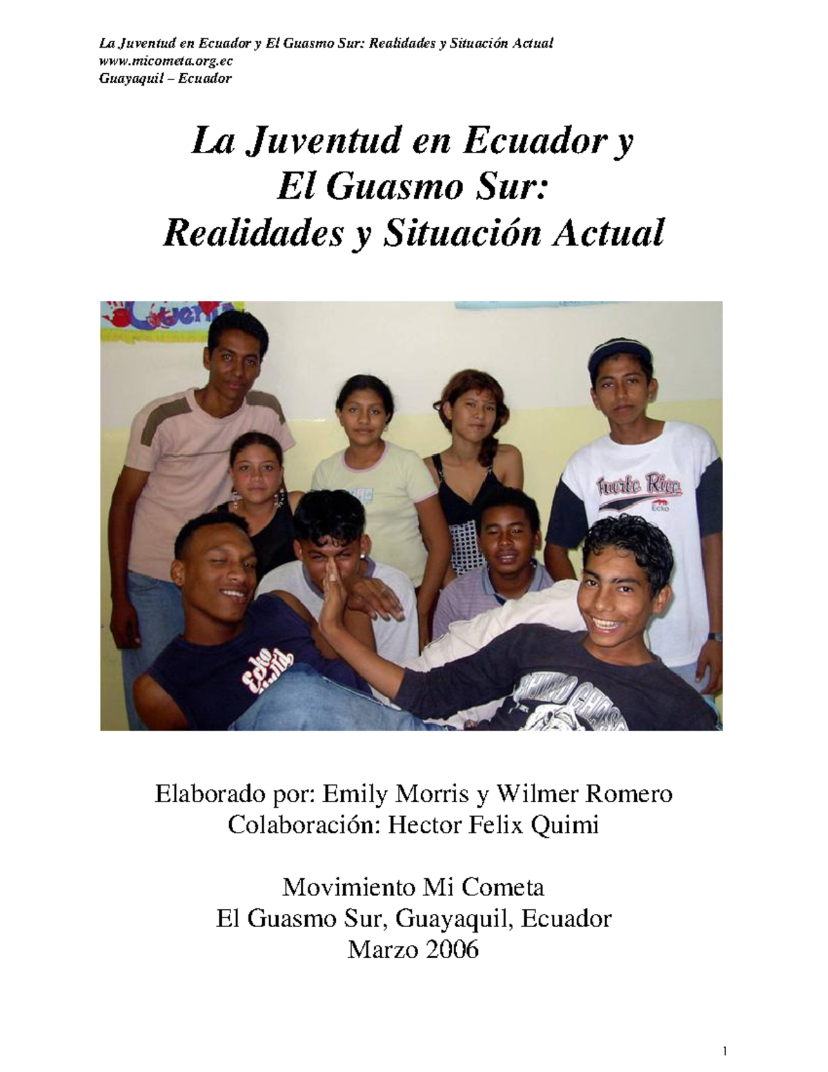 La Juventud en Ecuador y e Guasmo Sur Realidades y Situacion Actual ...