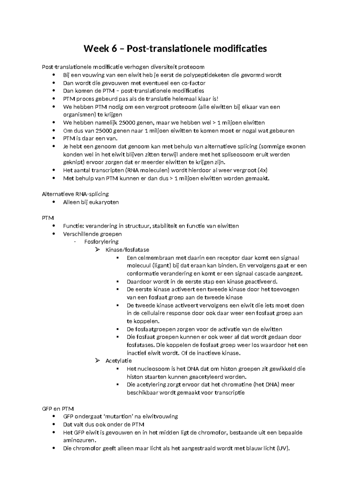 Week 6 – Post-translationele modificaties - Week 6 – Post ...