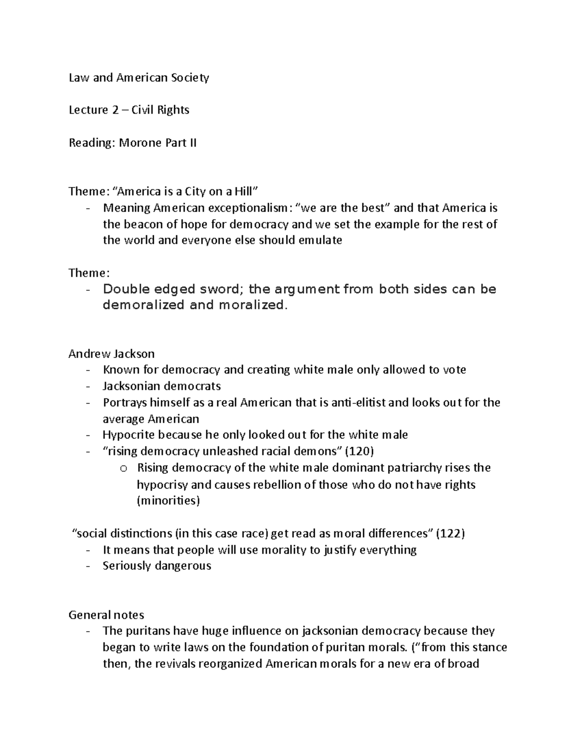 Slavery and Abolition lecture 2 - Law and American Society Lecture 2 ...