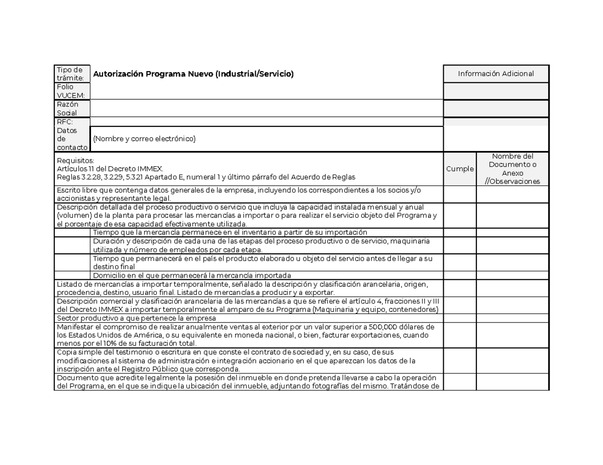 Autorización-Programa-Nuevo Immex - Tipo de trámite: Autorización ...