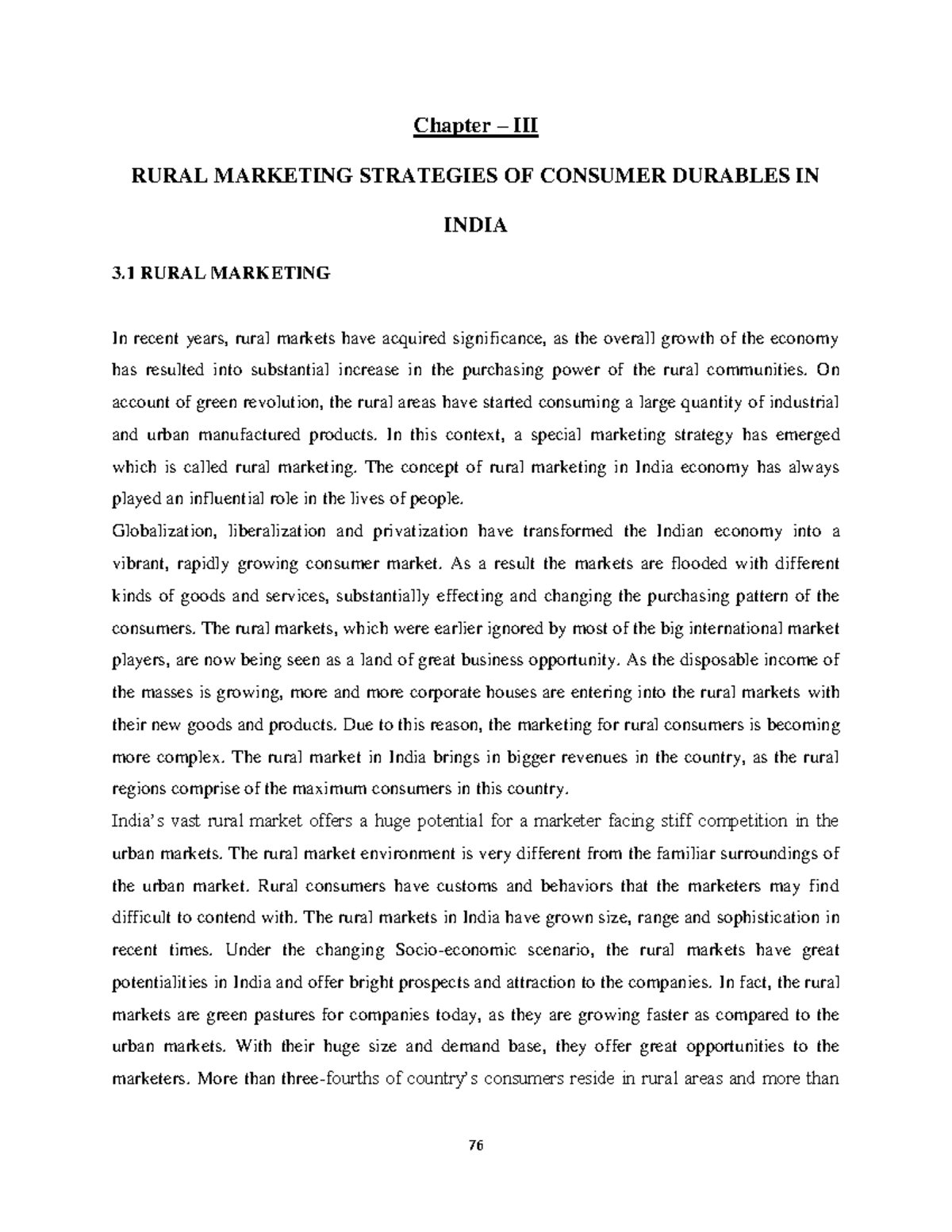 10 third chapter - Chapter – III RURAL MARKETING STRATEGIES OF CONSUMER ...