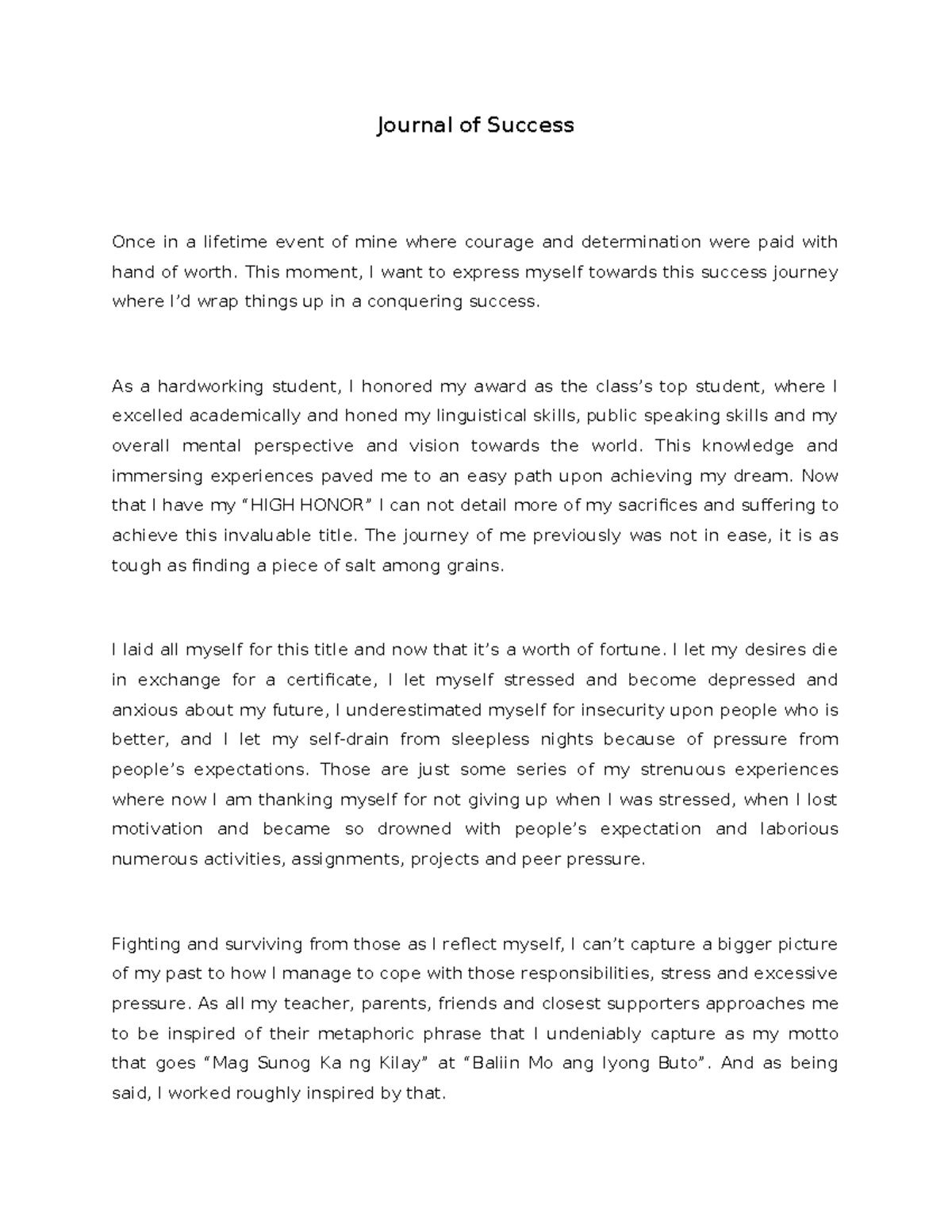 Journal of Success - Journal of Success Once in a lifetime event of ...