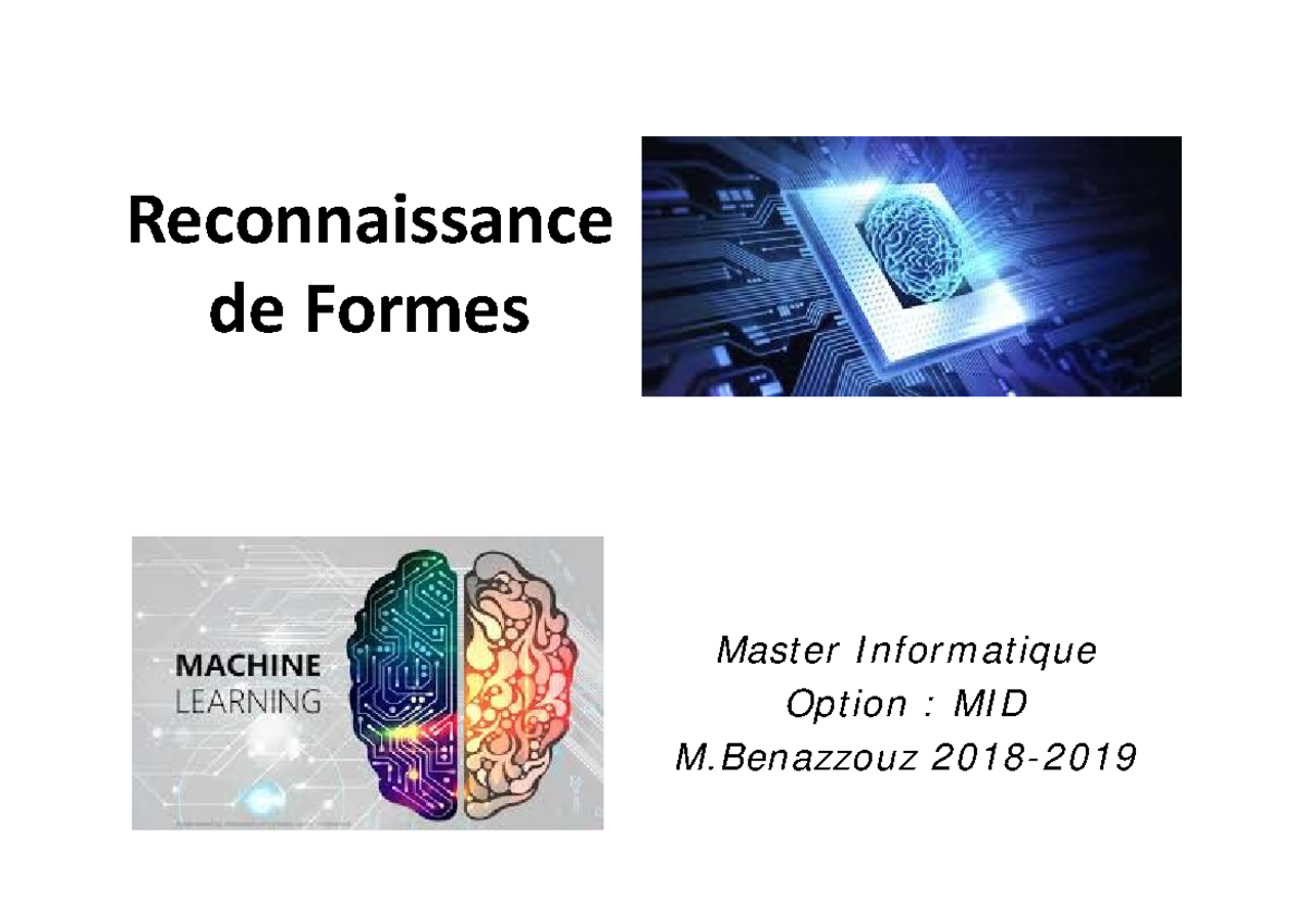 MID-Rd F-01 - Reconnaissance de Formes Master Informatique Option : MID ...