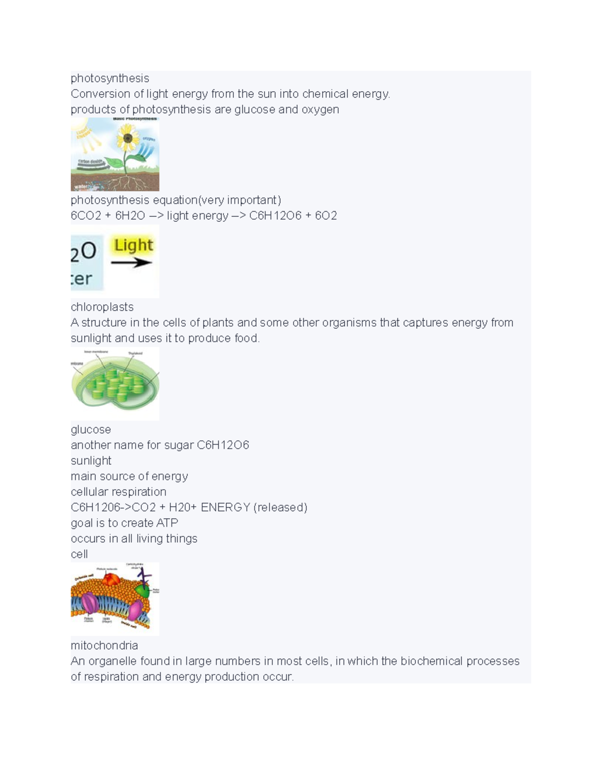 Photosynthesis - vocab - photosynthesis Conversion of light energy from ...