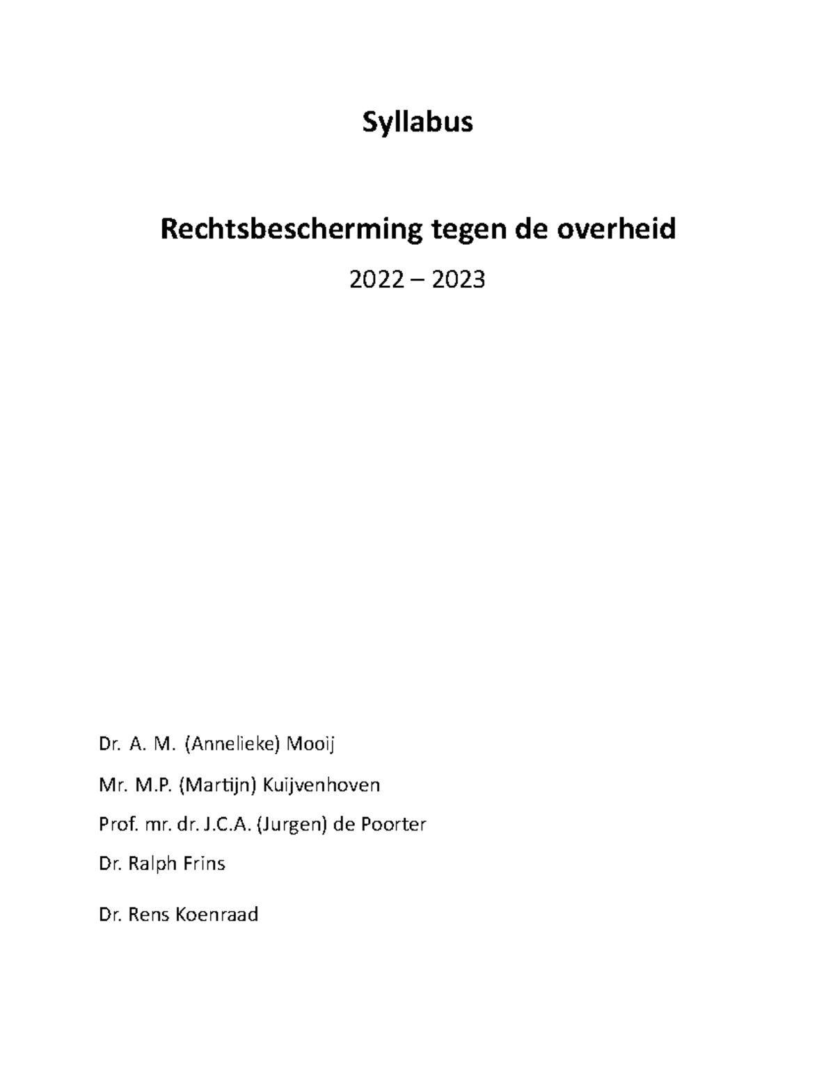 Syllabus RTO 2022-2023 - Syllabus Rechtsbescherming tegen de overheid ...