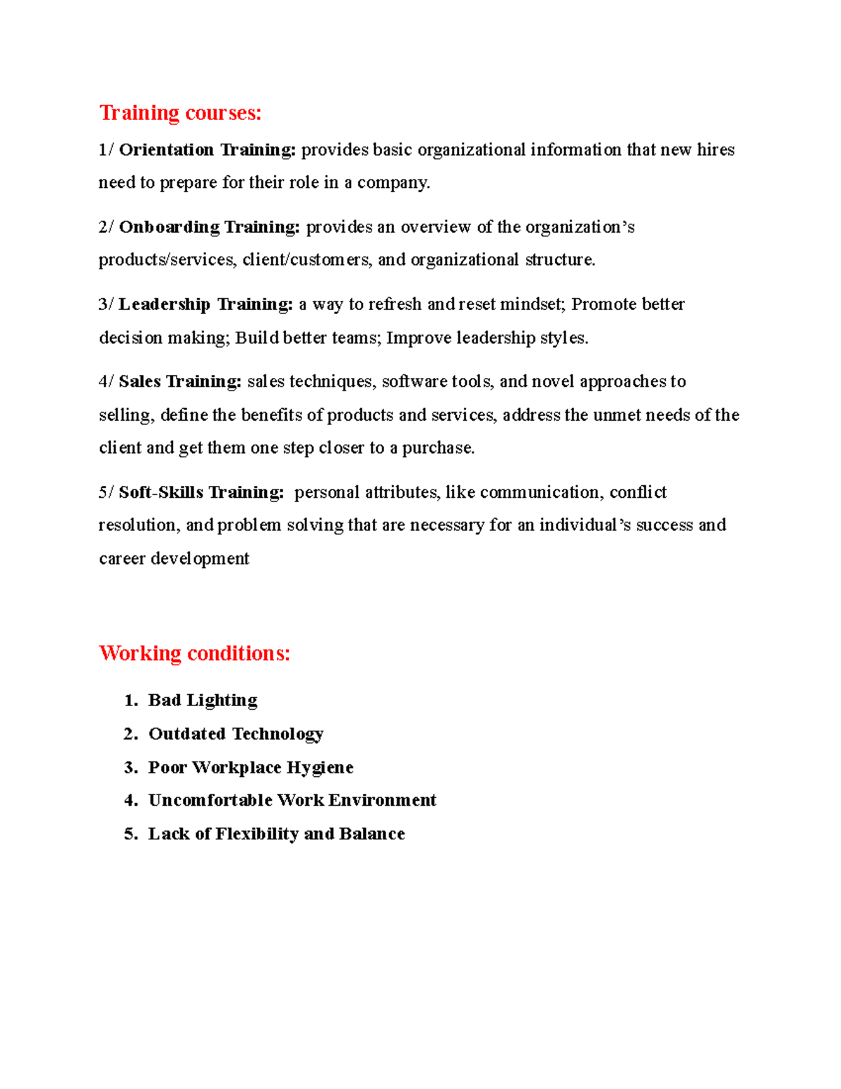 Examples of Motivation - Training courses: 1/ Orientation Training ...