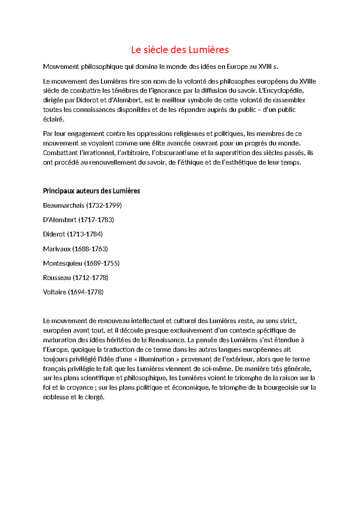 Les Lumiere - information sur les idee et les personnages des lumière ...