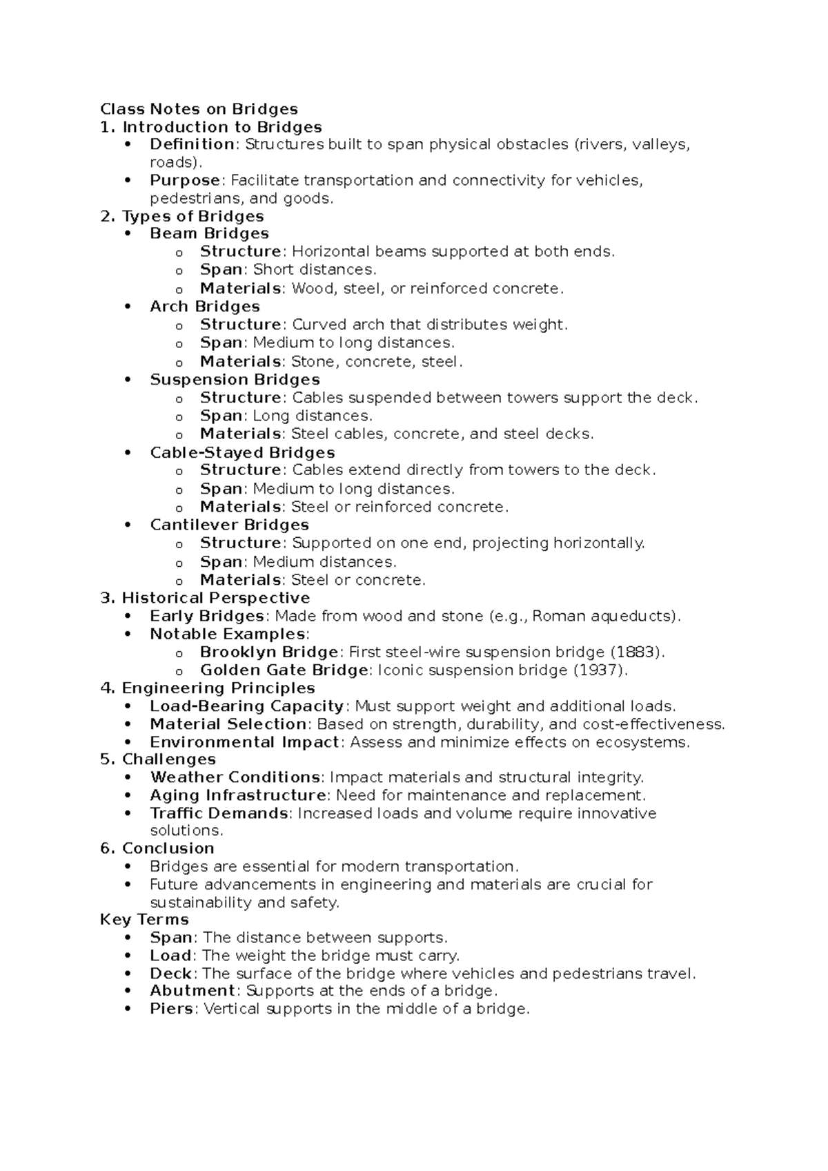 Class Notes on Bridges - Introduction to Bridges Definition: Structures ...