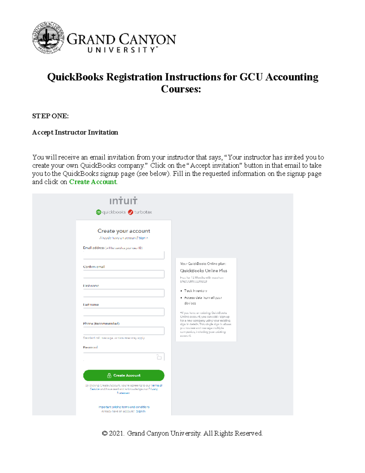 ACC 260 RS Quick Books Student Registration Instructions - QuickBooks ...