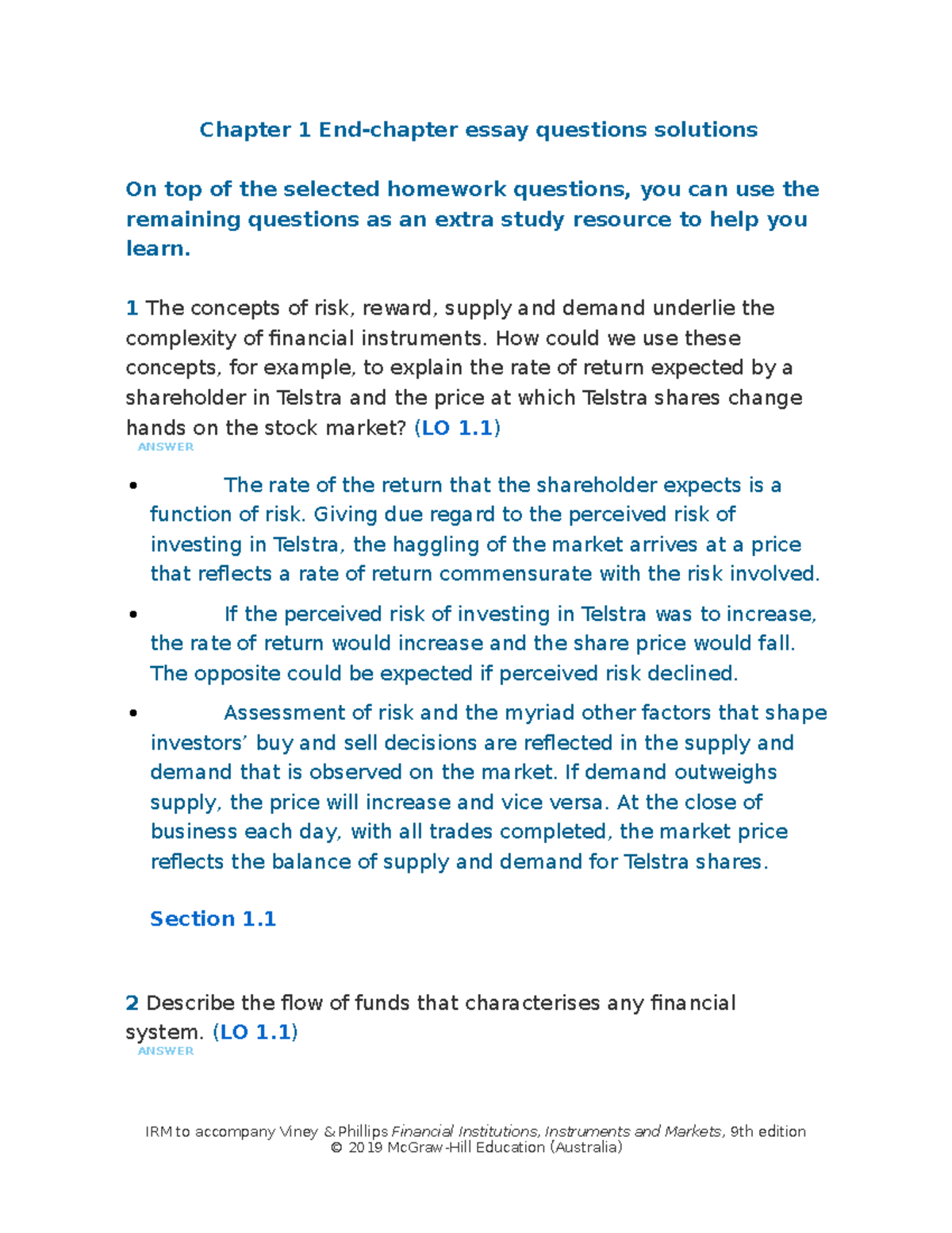 Chapter 1 end-chapter essay questions solutions - Chapter 1 End-chapter ...