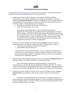 PSY 328 Module Five Activity Template - PSY 328 Module Five Activity Template First, read the ...
