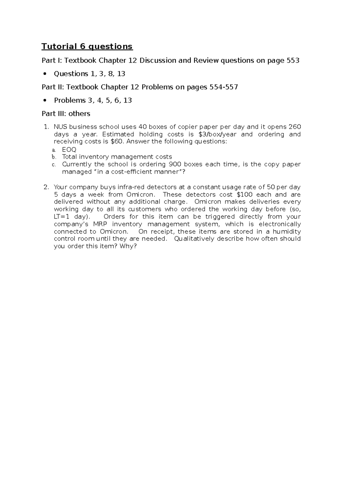 DAO2703 2024:2025 SEM 1 Tutorial 6 Questions Doc - Tutorial 6 questions Part I: Textbook Chapter ...