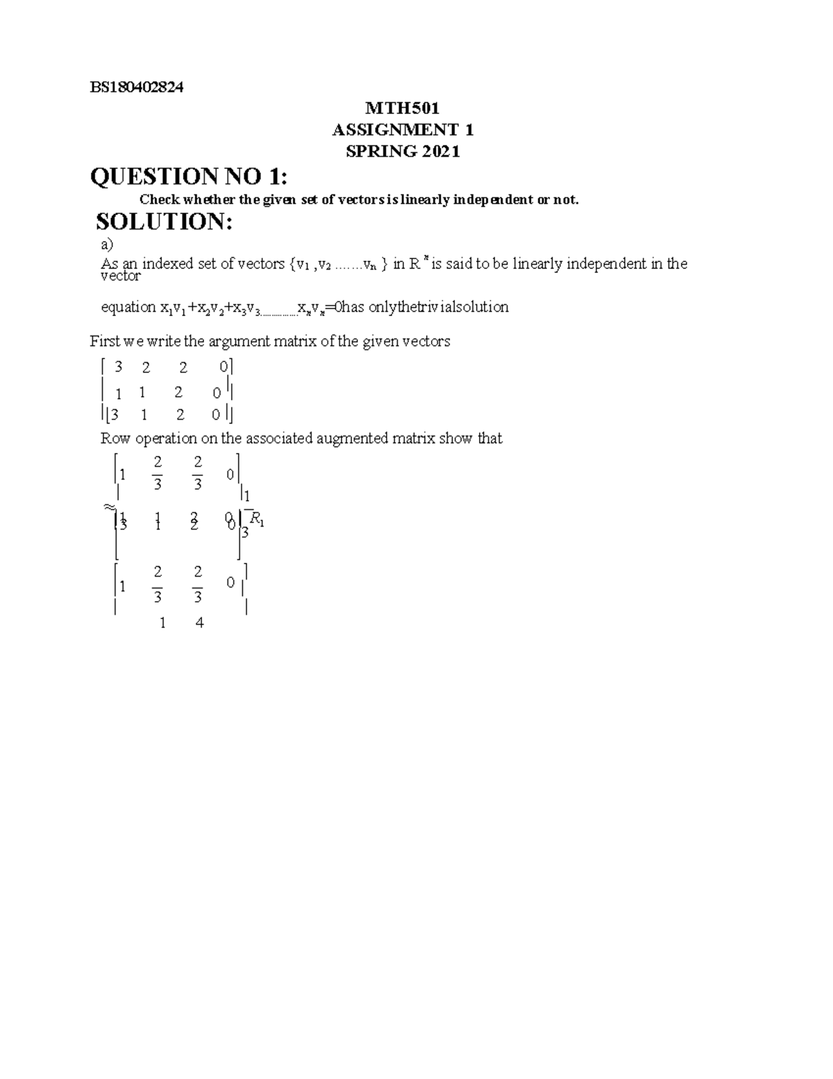 MTH Assignment 1 Solution Spring 2021 - EED6017 - VU - Studocu