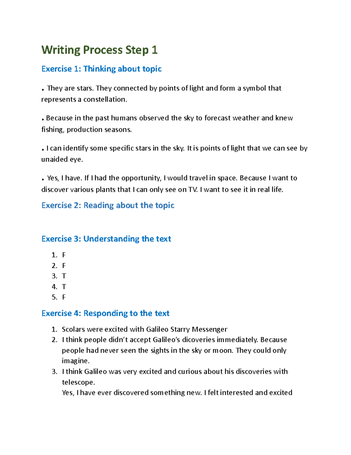 Writing Unit 3 - your name - Writing Process Step 1 Exercise 1 ...