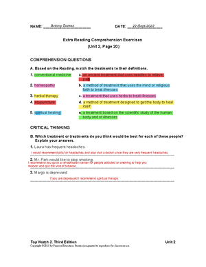 Unit 4 Reading Comprehension - NAME: DATE: 鈀 鈀 鈀 Extra Reading ...