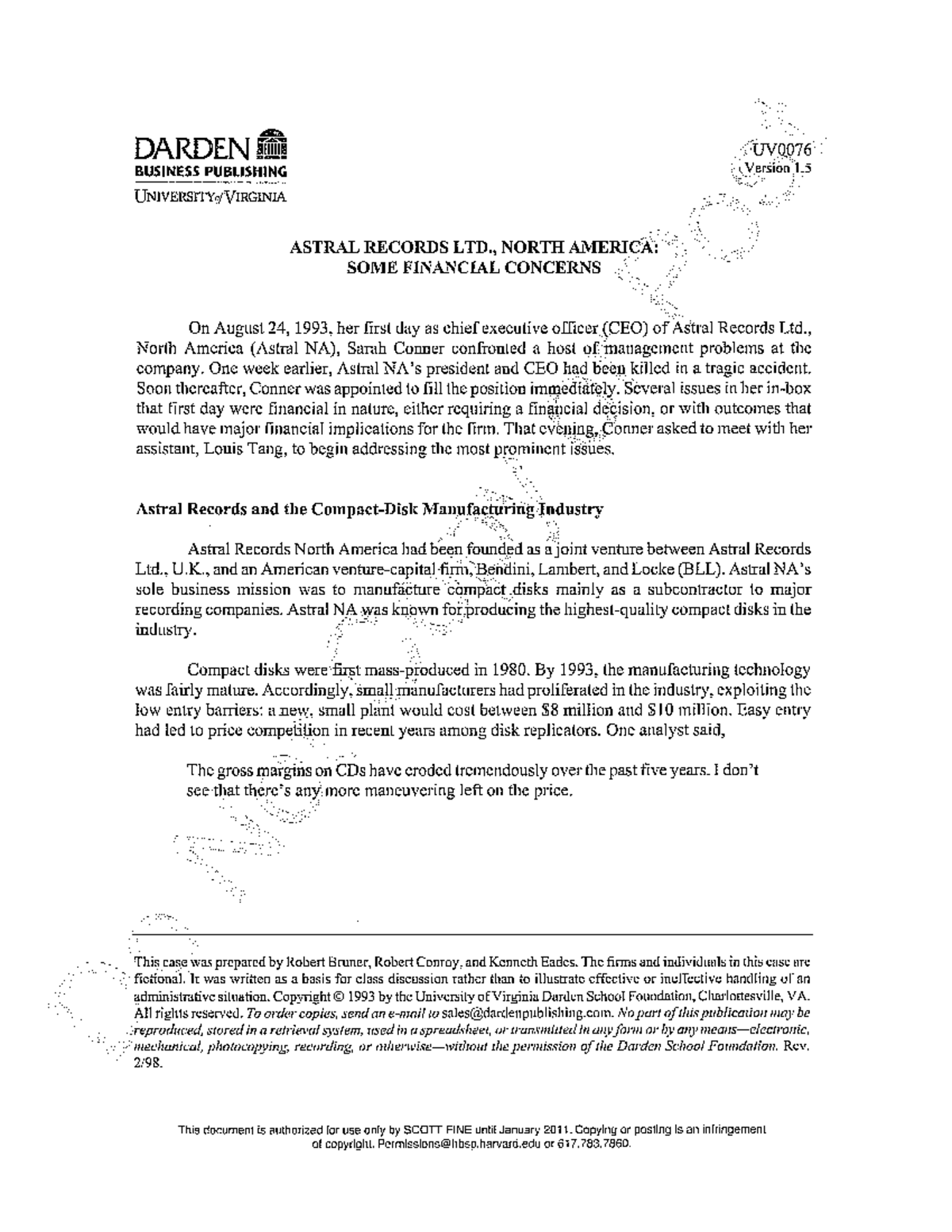 Astral Records Case Study-1 - ACC 206 - (See Exhibit 3 in the attached ...