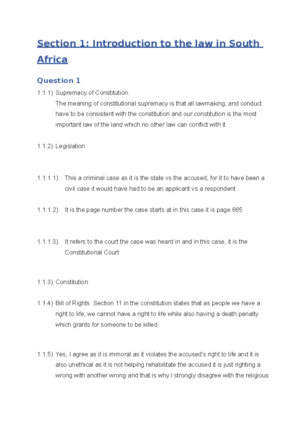 Law Assignment Final Section 1 Introduction To The Law In South law-assignment-final-section-1-introduction-to-the-law-in-south