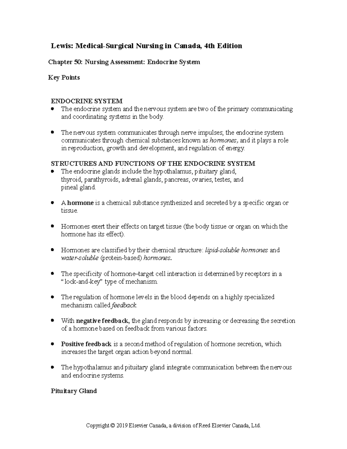 Chapter 050 - Nursing Assessment: Endocrine System - Copyright © 2019 Elsevier Canada, a ...