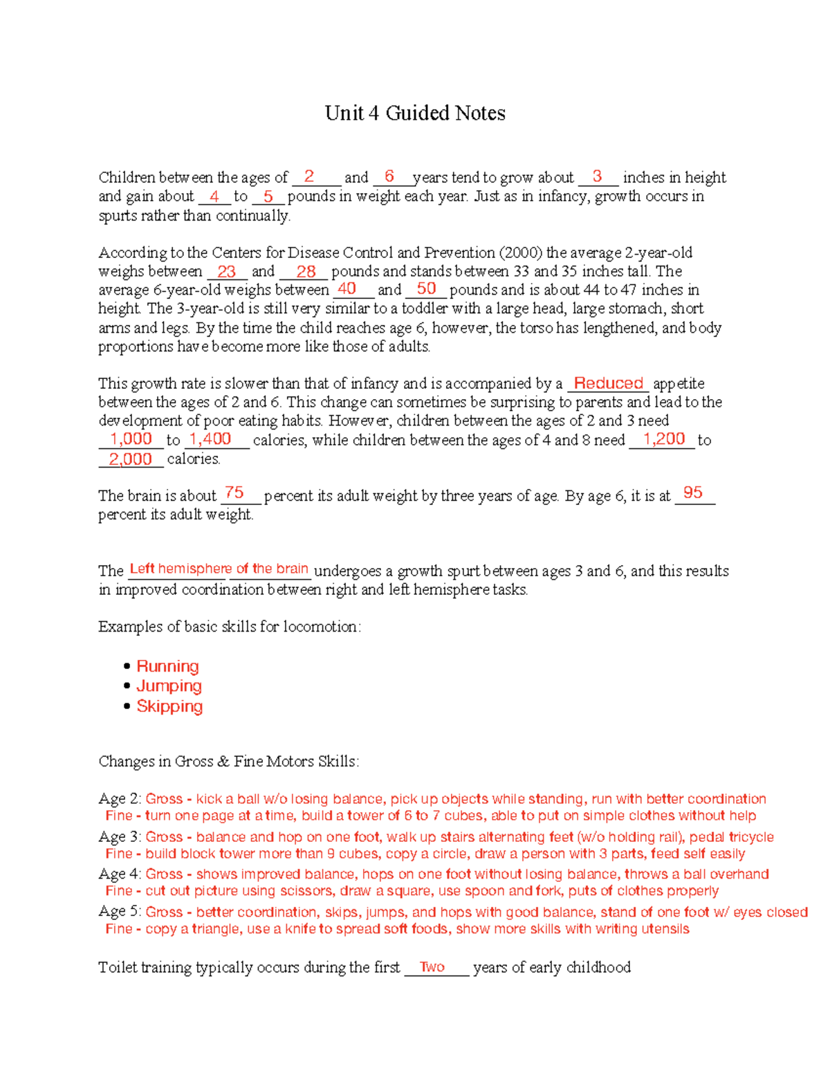 Exam 2 Guided Notes - Unit 4 Guided Notes Children between the ages of ...