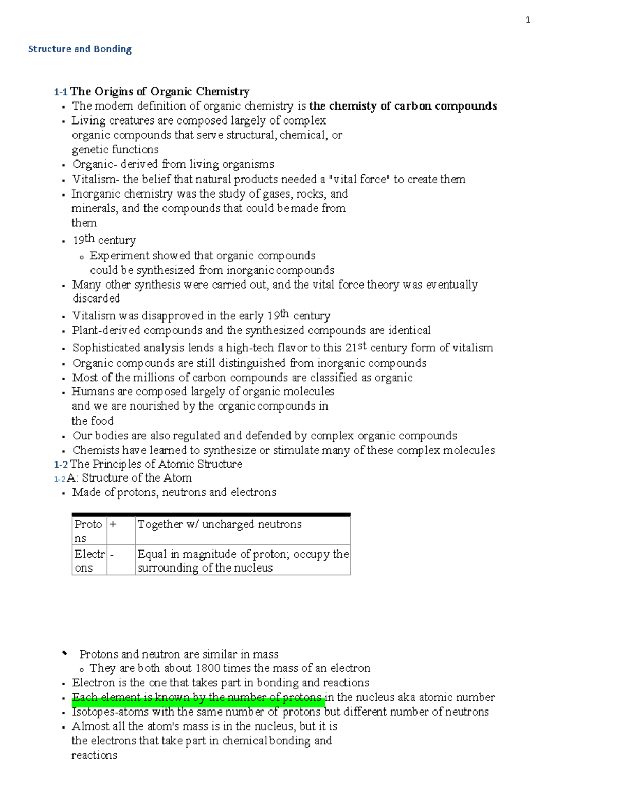 Introduction to Structure and Bonding - Structure and Bonding 1-1 The ...