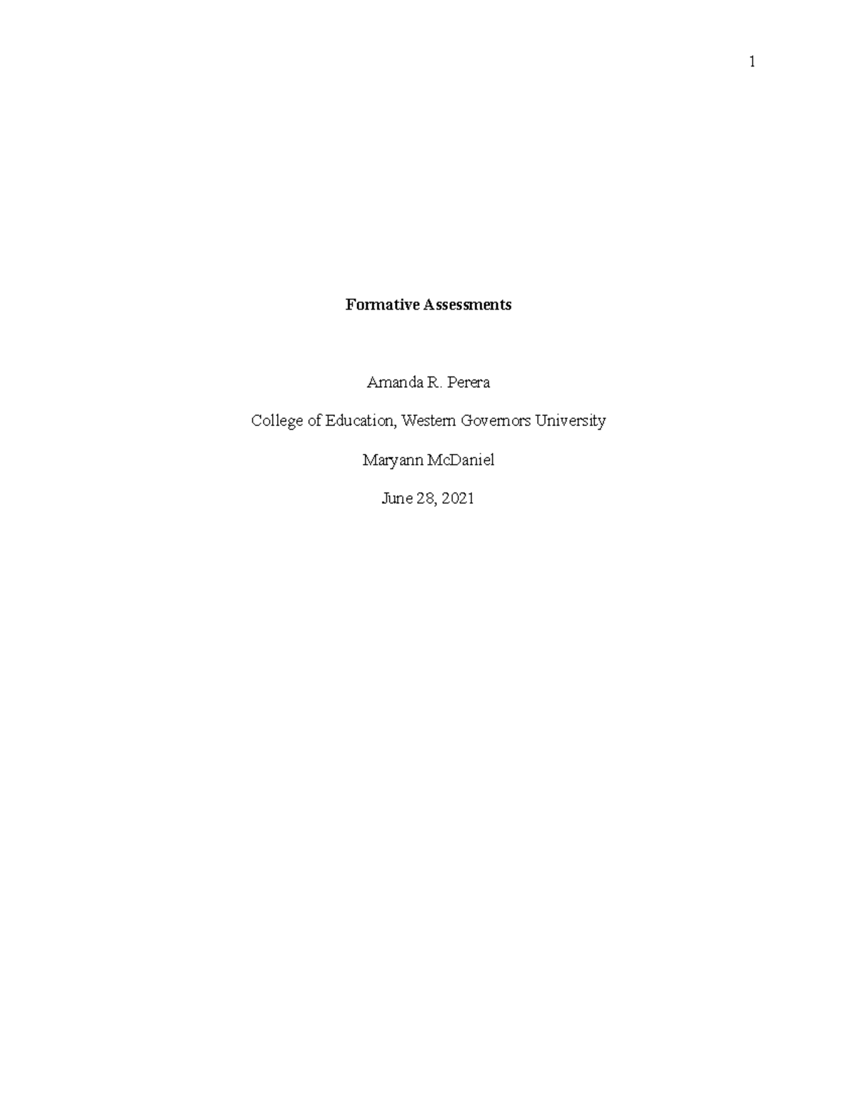 KAT 2 Assessment for Student Learning - Formative Assessments Amanda R ...