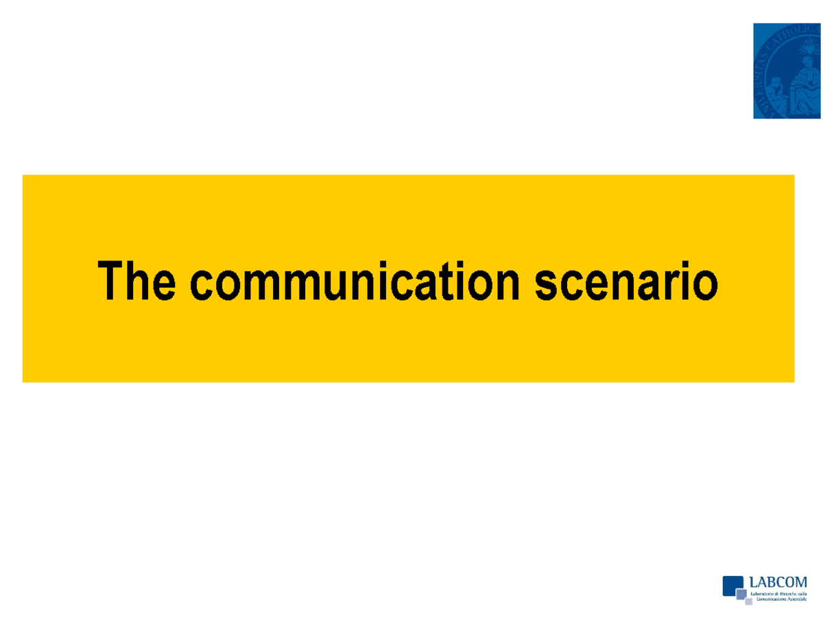 Communication scenario - The communication scenario Linearity vs ...