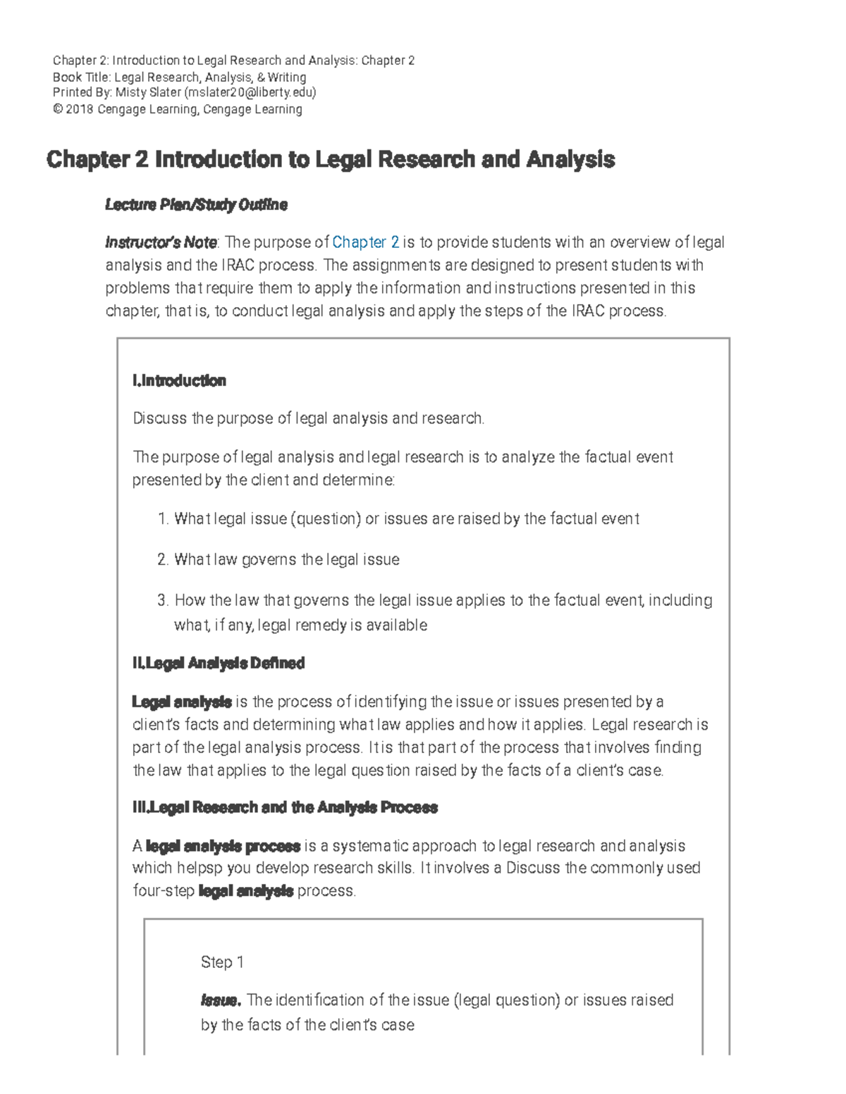 Ch.2 intro to legal research - Chapter 2: Introduction to Legal ...