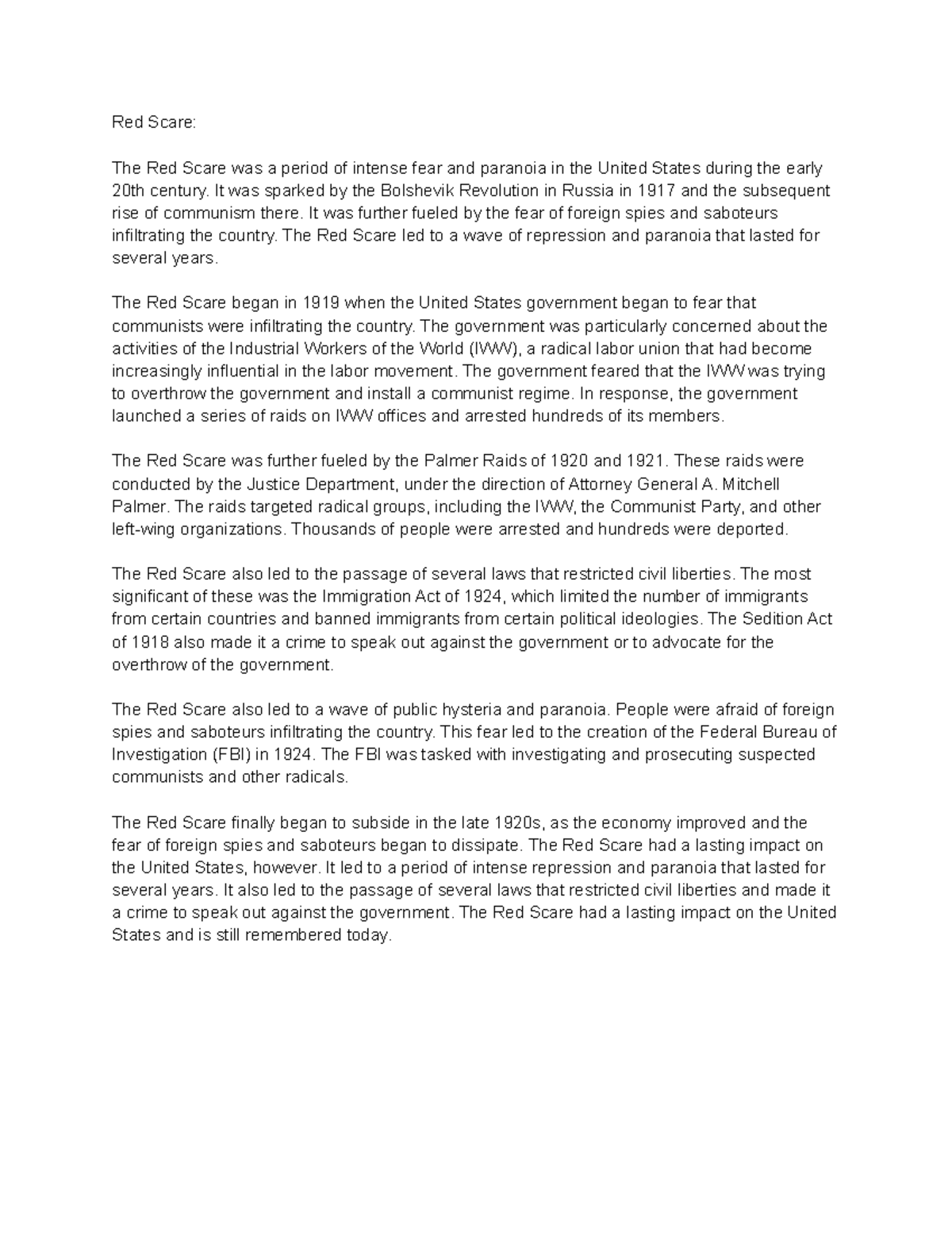 History - Red Scare: The Red Scare was a period of intense fear and ...