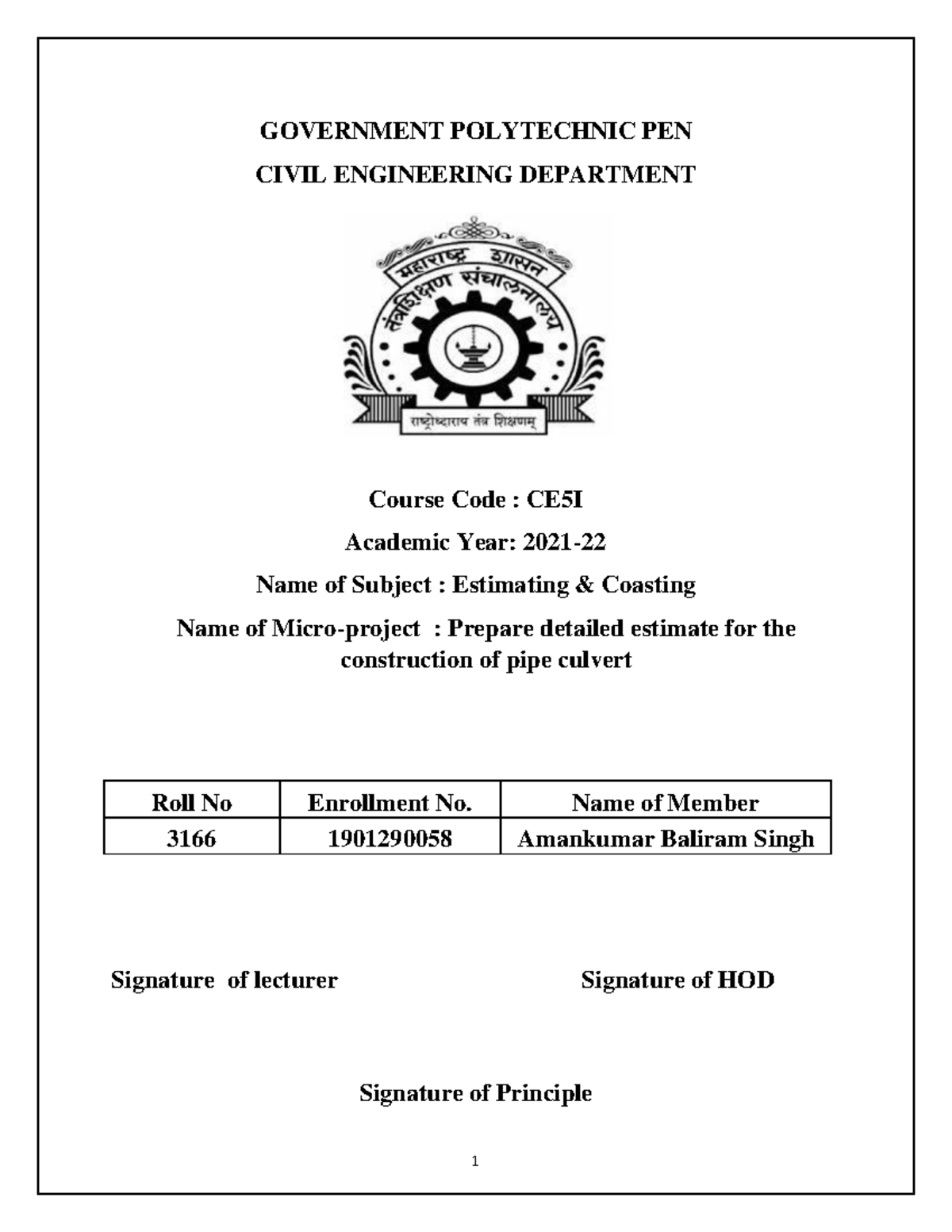 EAC Micro-Project (3166) Aman Singh 211209 195423 - GOVERNMENT ...