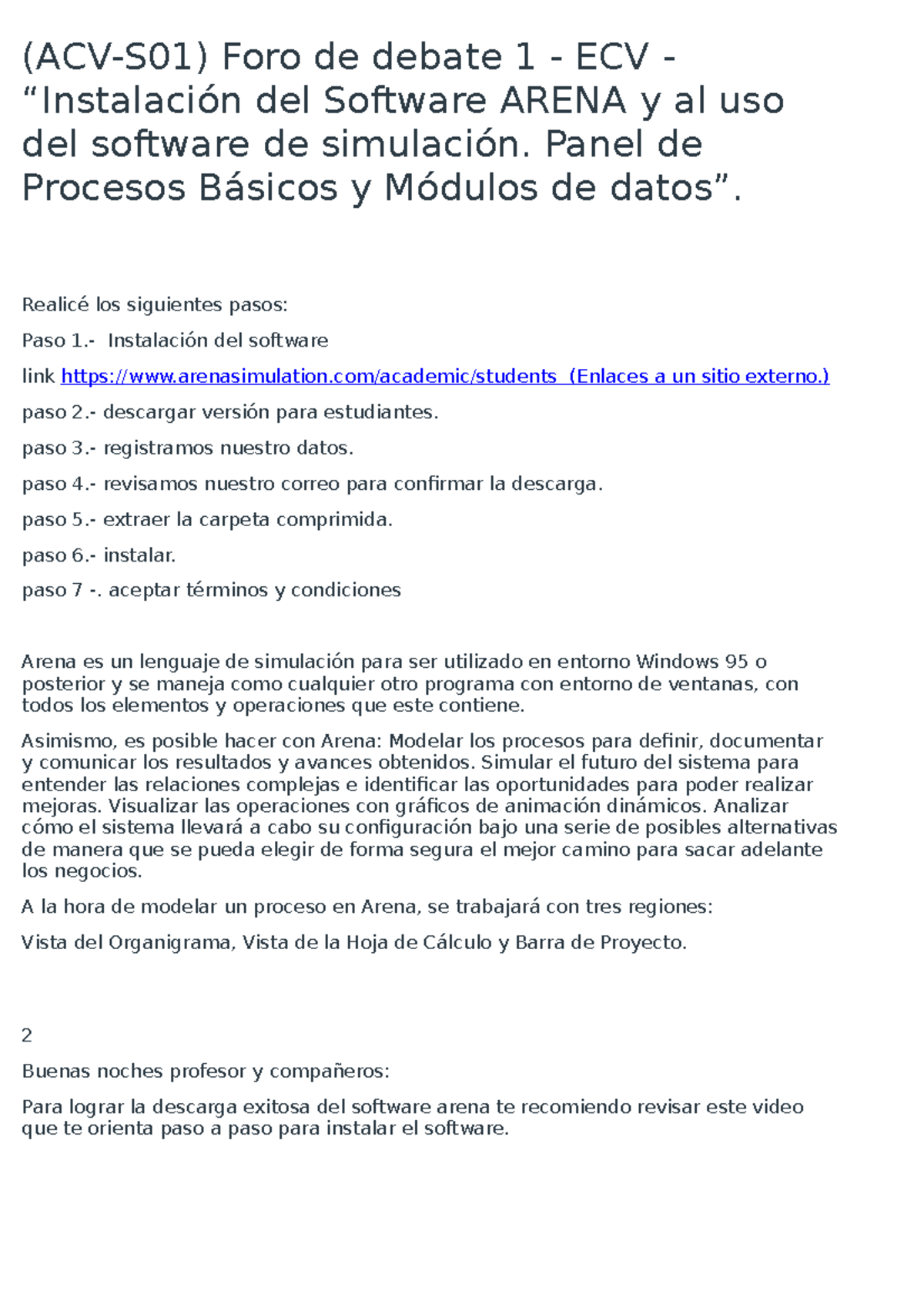 Instalación del Software Arena y al uso del software de simulación ...