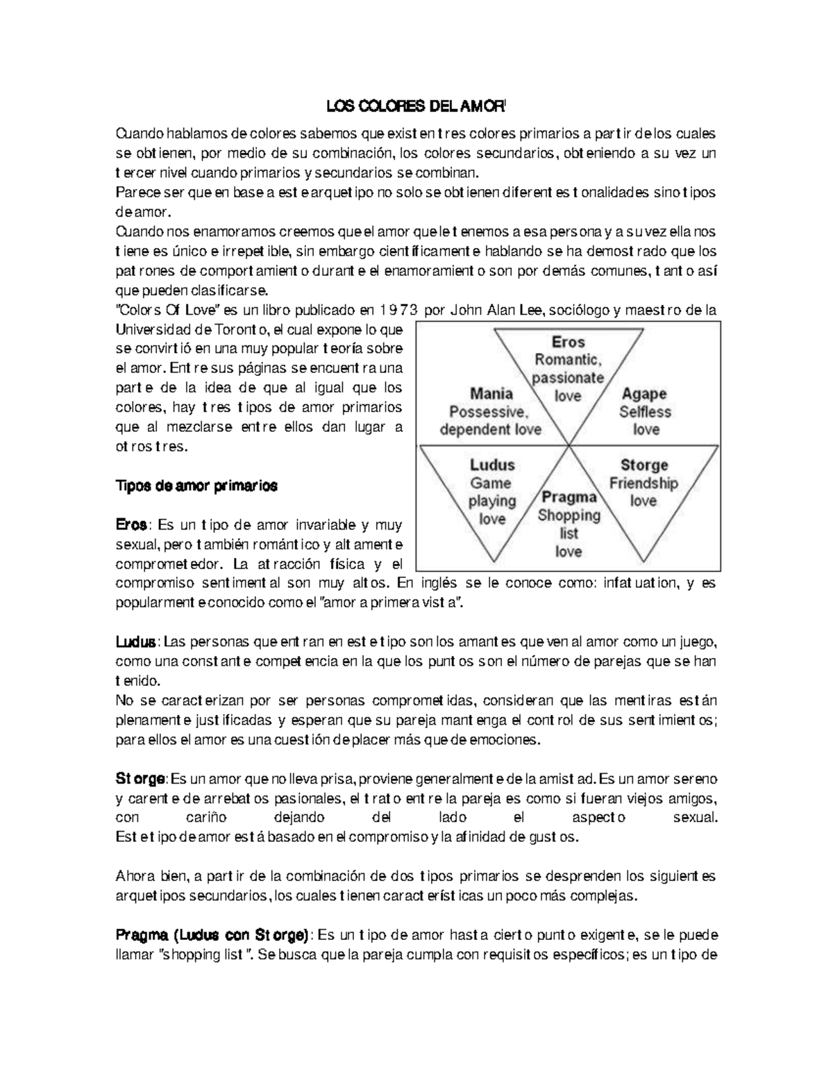 Los colores del amor - Resumen de la teoría. - LOS COLORES DEL AMORi ...