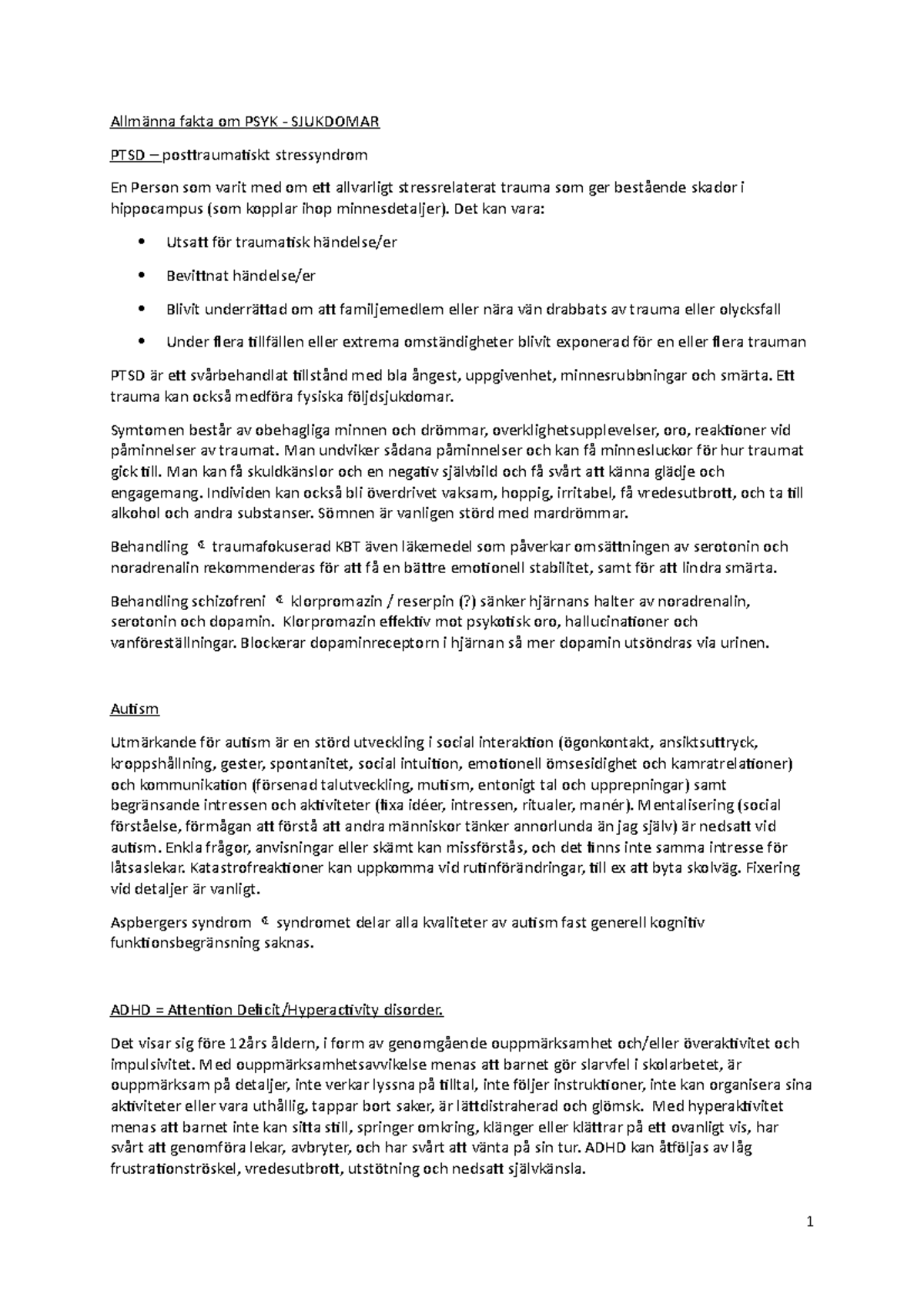 Inför-Psykiatri - Sammanfattningar inför kursen - Allmänna fakta om ...