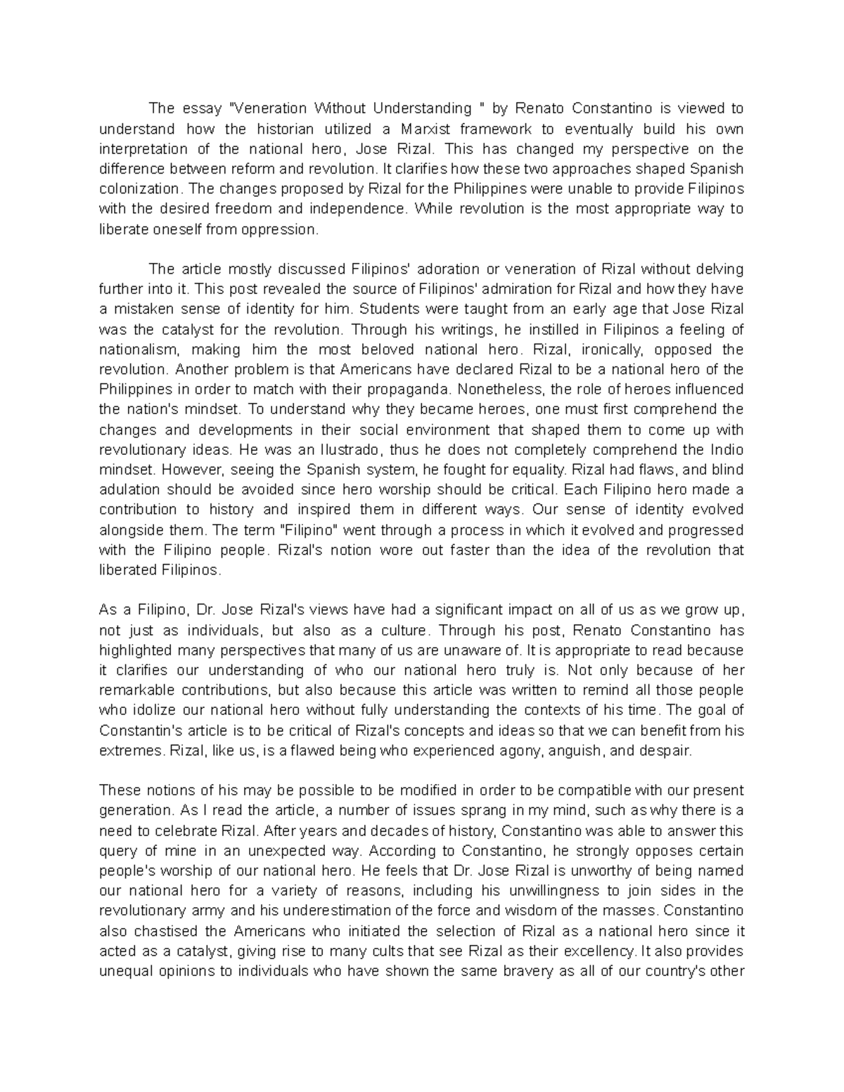 Veneration Without Understanding '' by Renato Constantino - This has ...