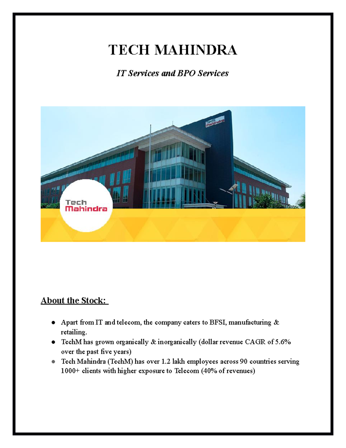 Tech Mahindra Financials - Financial Derivatives - IIM Lucknow - Studocu